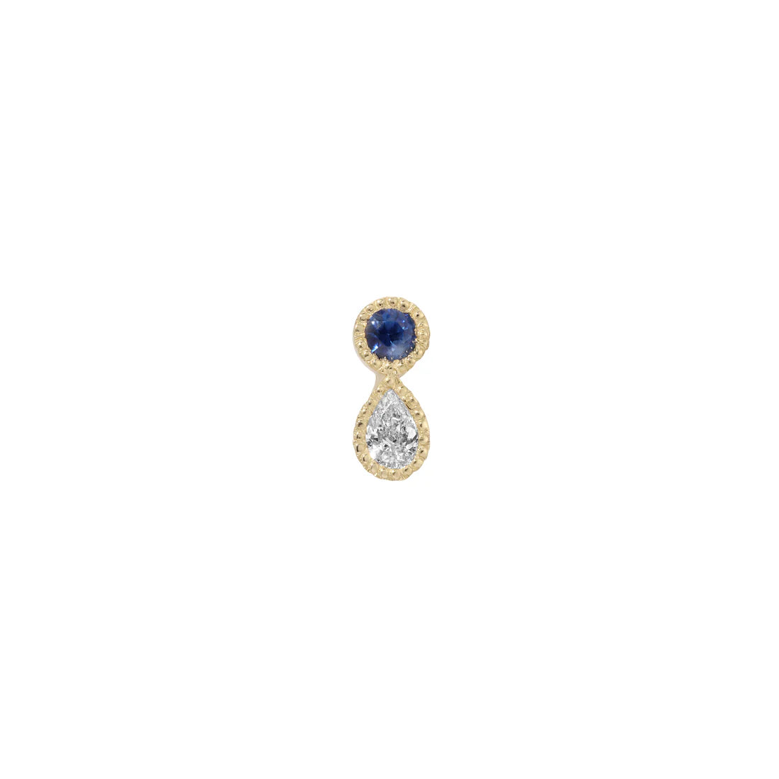 Blue Sapphire Diamond Dewdrop Stud